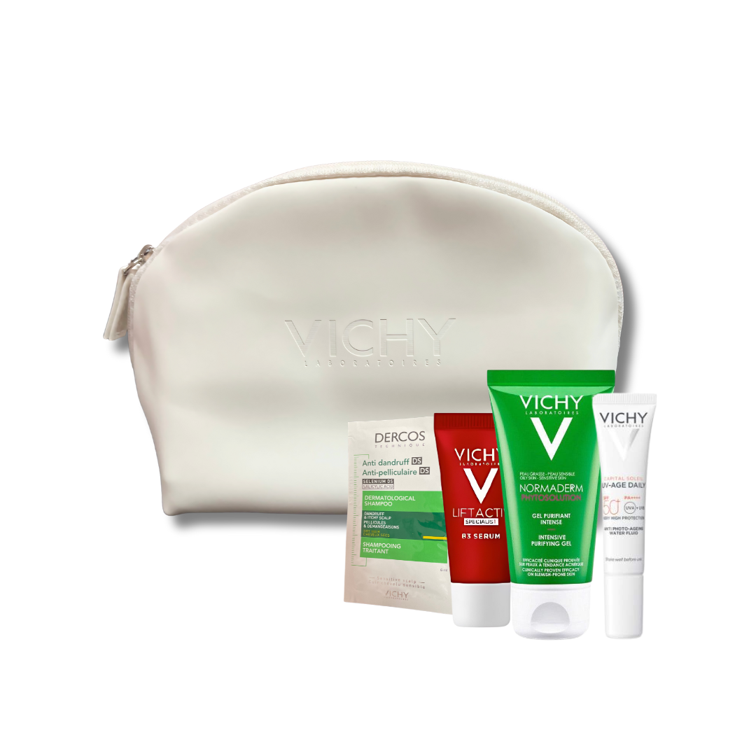 Vichy-gift VICHY GWP HALF MOON POUCH WHITE + Samples | MazenOnline