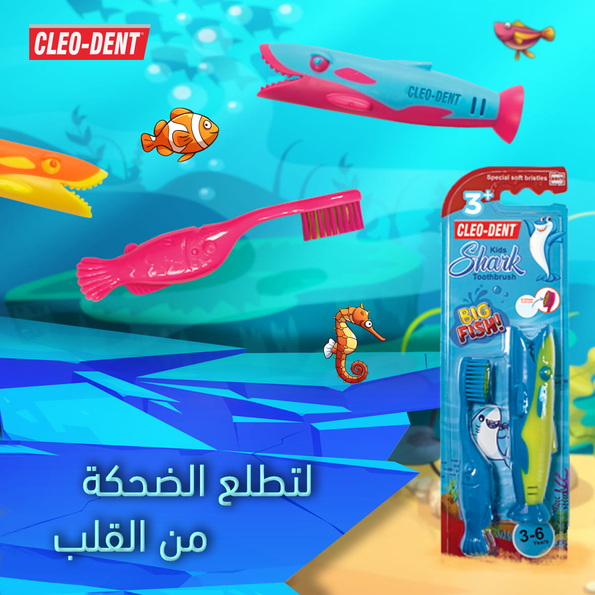 cleo-dent Baby Shark Toothbrush 3-6 | MazenOnline